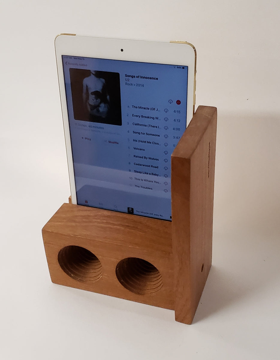 The AMP Mini a hand made wooden passive speaker. fits an IPad Mini 2 ...